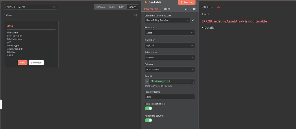 N8N Attachment Upload delivers error - Developer Talk - SeaTable Forum