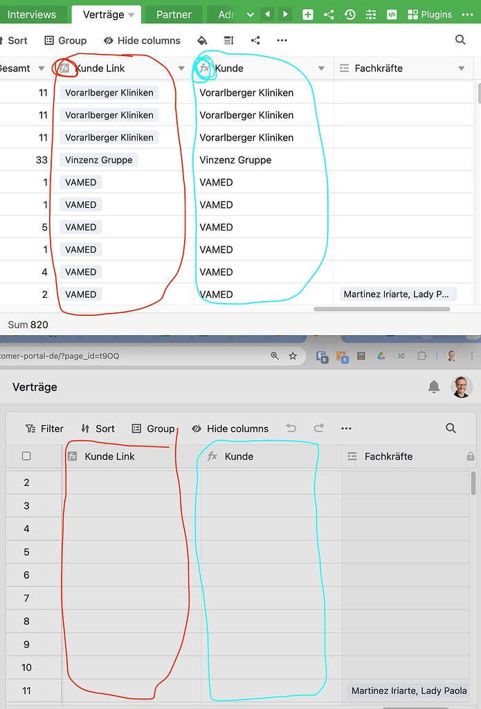 Lookup from linked column has no values in app - Apps - SeaTable Forum