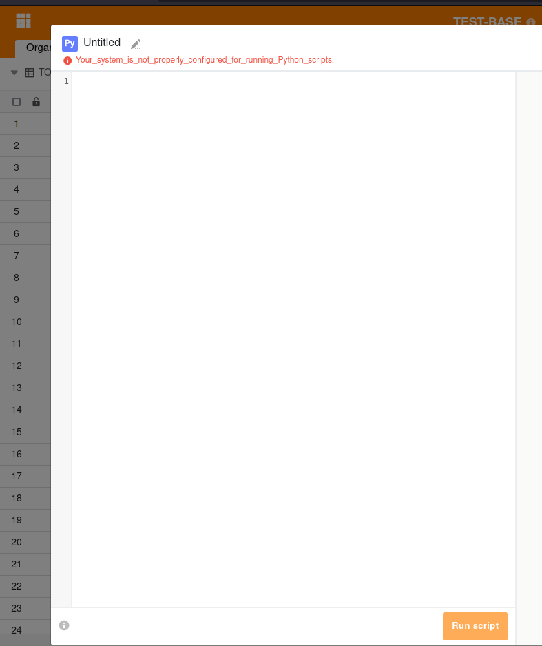 Unable to write Python Script in SeaTable - User Talk - SeaTable Forum