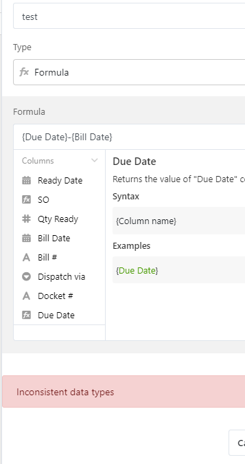Subtracting lookup date coumn from static date column - Formulas - SeaTable Forum